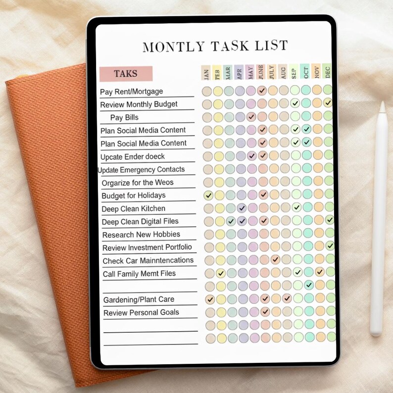 Monthly Task List Canva Template | Printable Monthly Planner | Editable ...