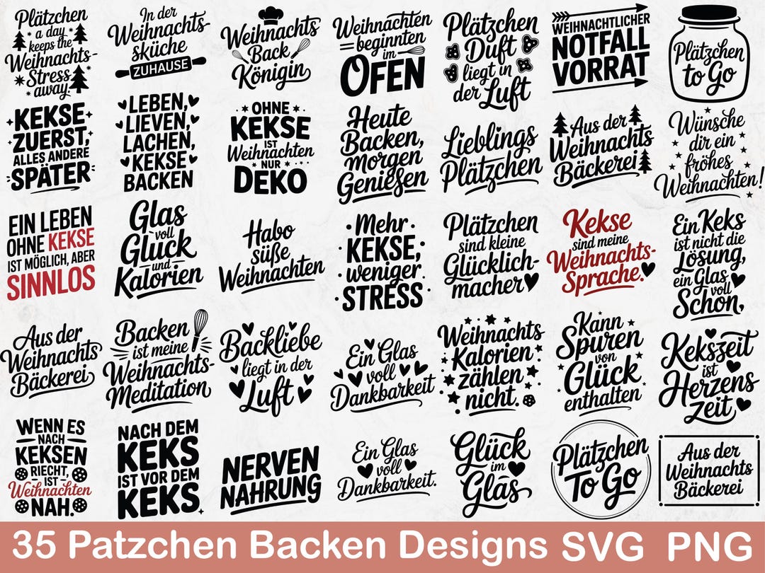 Christmas Baking SVG Bundle – German Cookie Quotes (digital Download ...