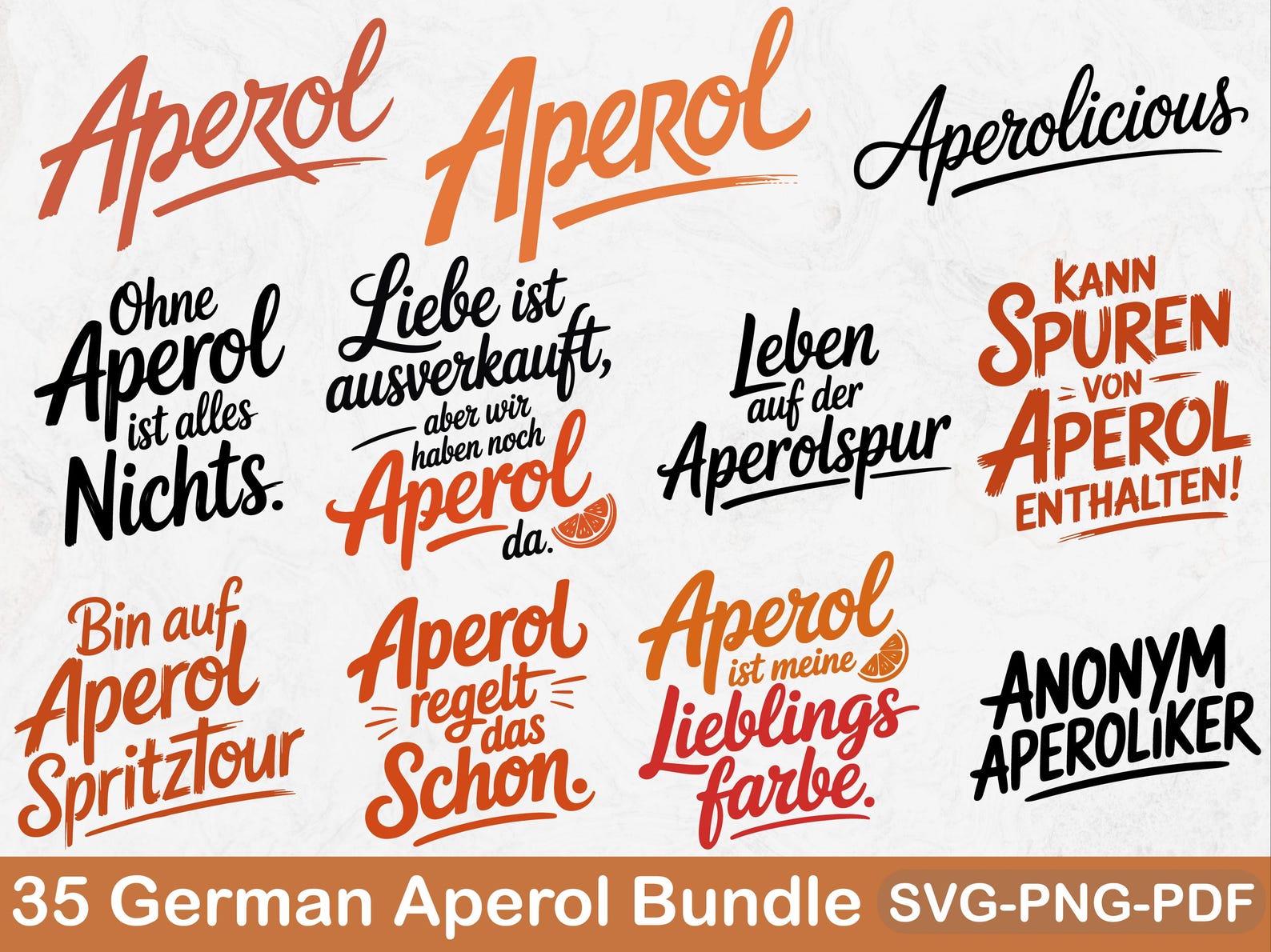 Aperol Spritz SVG Bundle | 35 German Cocktail Quotes (digital Download ...