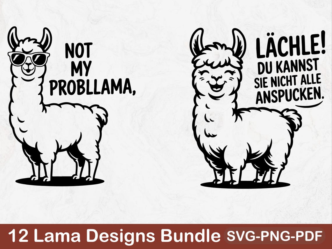 Llama SVG Bundle | German Funny Llama Quotes | No Drama Llama Sayings ...