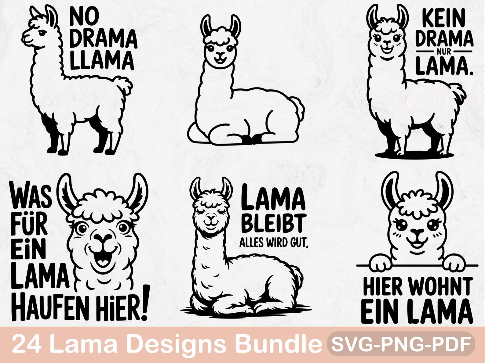 Llama SVG Bundle | German Funny Llama Sayings | No Drama Llama Quotes ...
