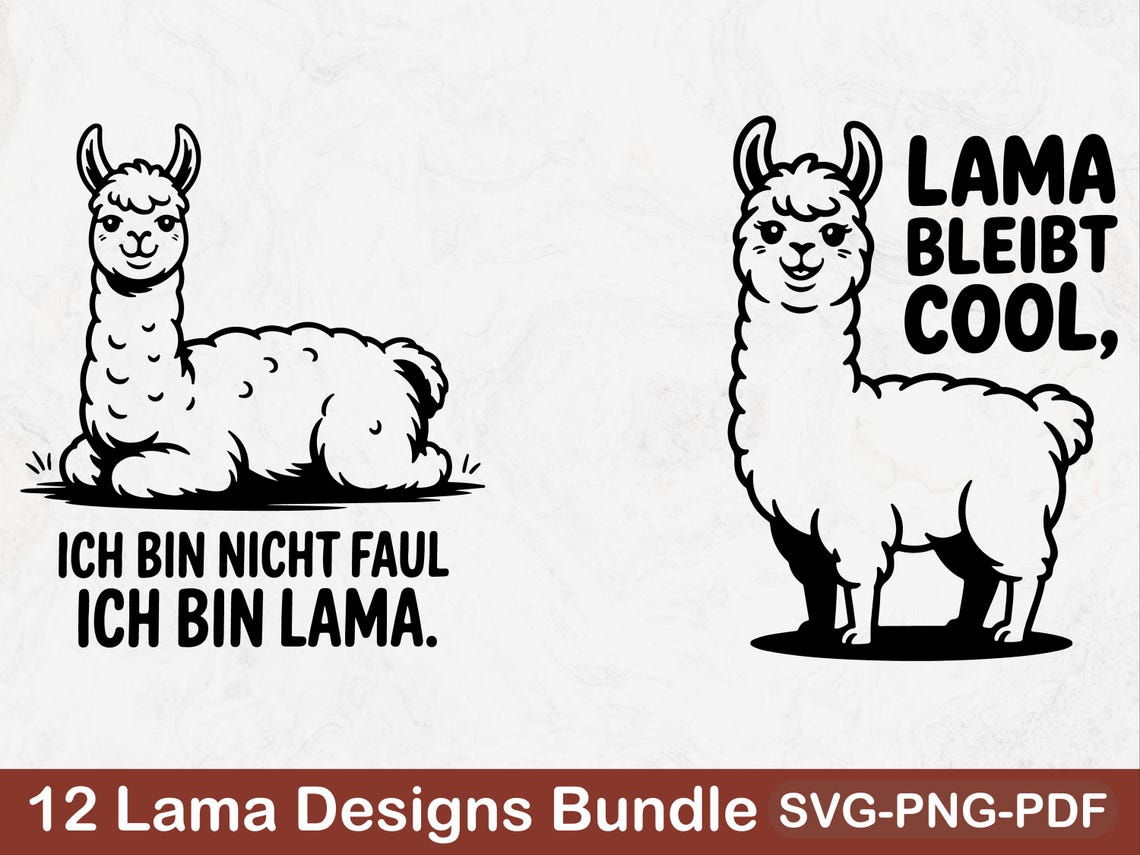 Llama SVG Bundle | German Funny Llama Quotes | No Drama Llama Sayings ...
