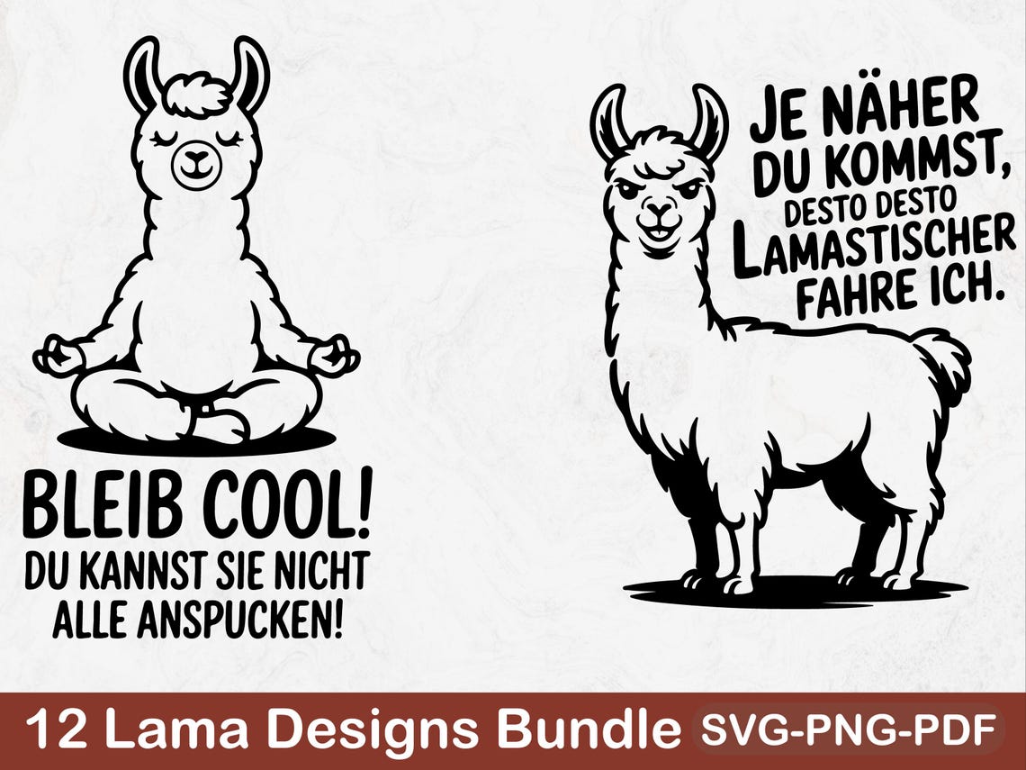 Llama SVG Bundle | German Funny Llama Quotes | No Drama Llama Sayings ...