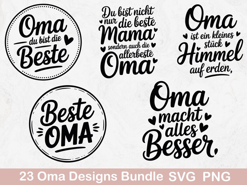 Grandma SVG Bundle – German Oma Quotes, Typography Designs (digital ...