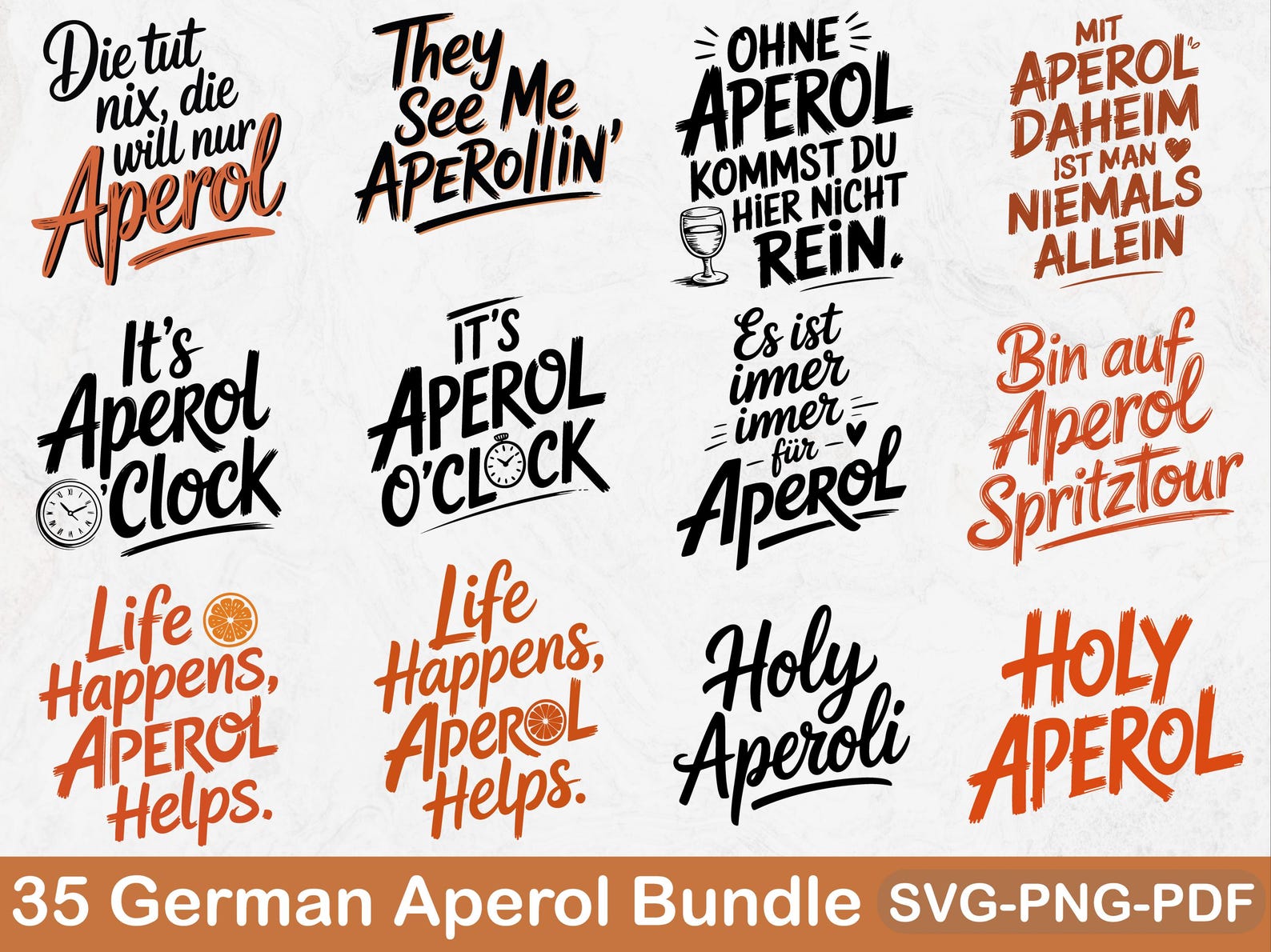 Aperol Spritz SVG Bundle | 35 German Cocktail Quotes (digital Download ...