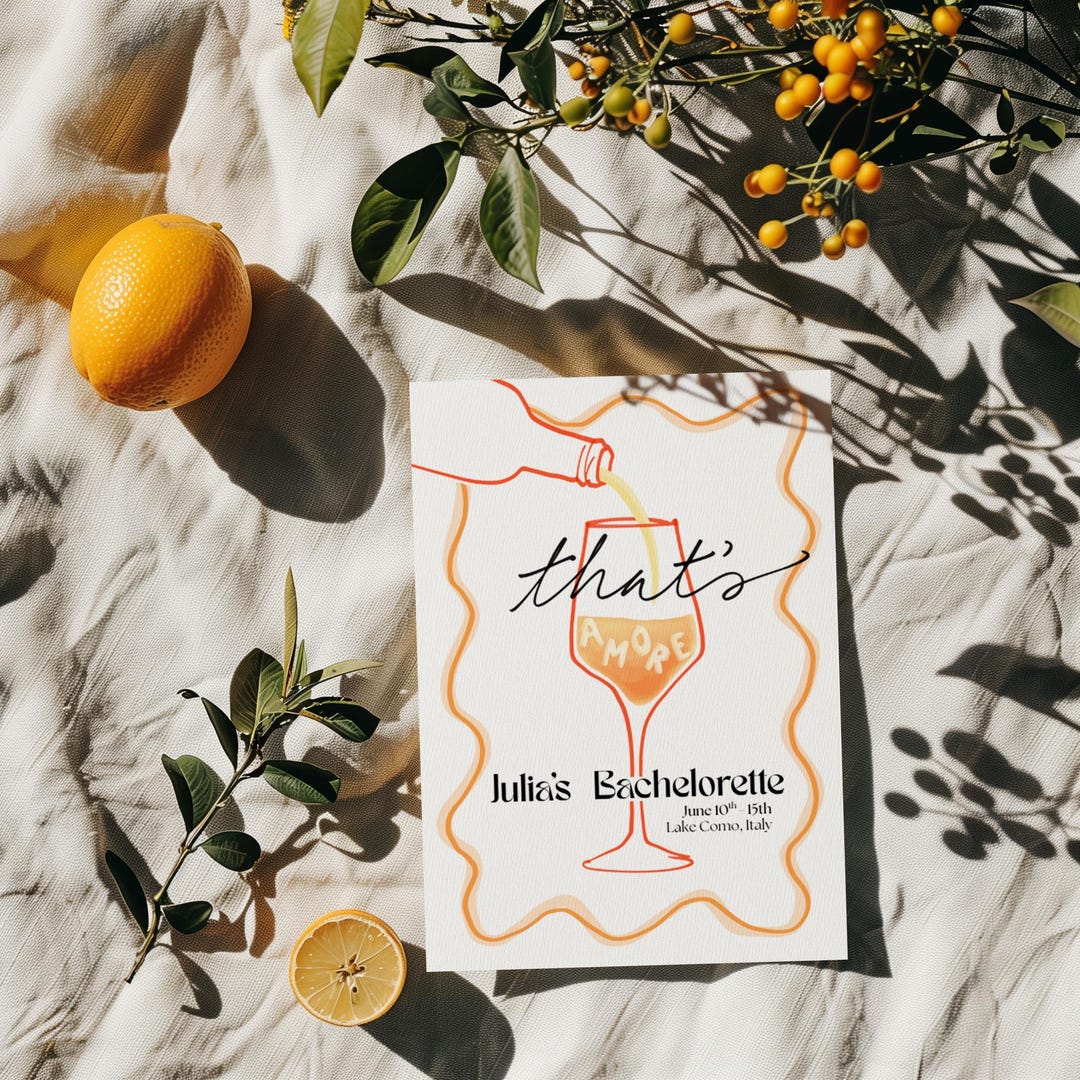 Italian Bachelorette Party Invite: Aperol Spritz Theme (digital ...