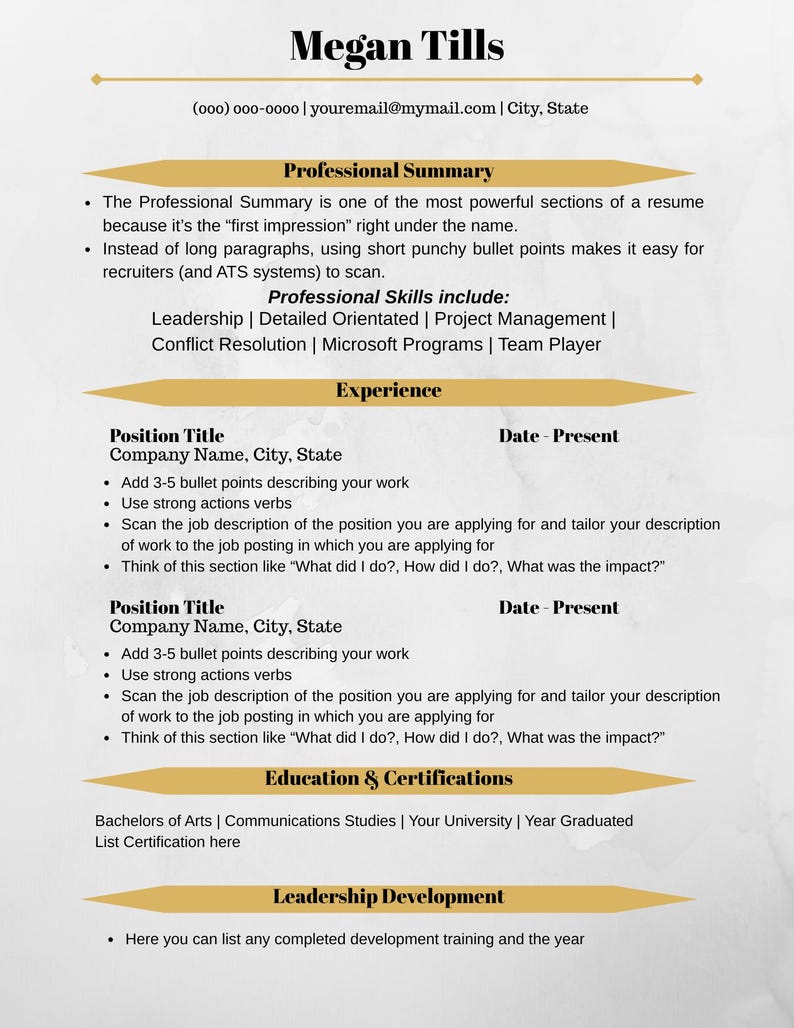 Professional Modern ATS Friendly Resume Template - Etsy