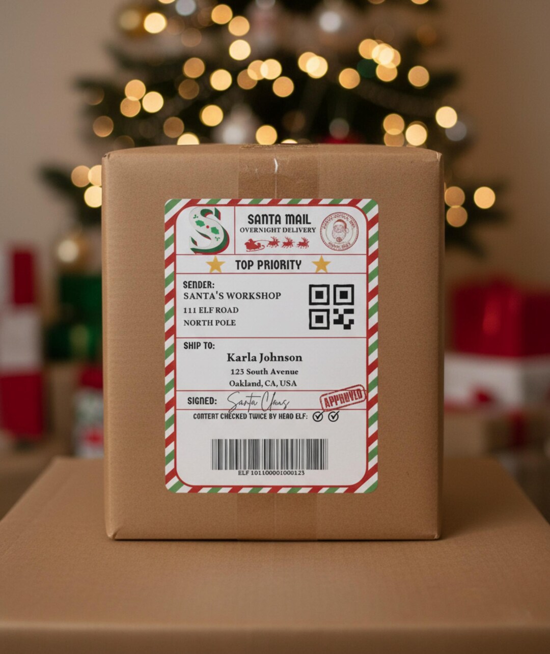 Printable Elf Shipping Label: Customizable North Pole Express Label ...