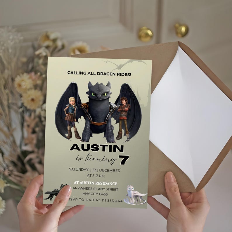 How to Train Your Dragon, Birthday Template, Dragon Party, Invitation ...