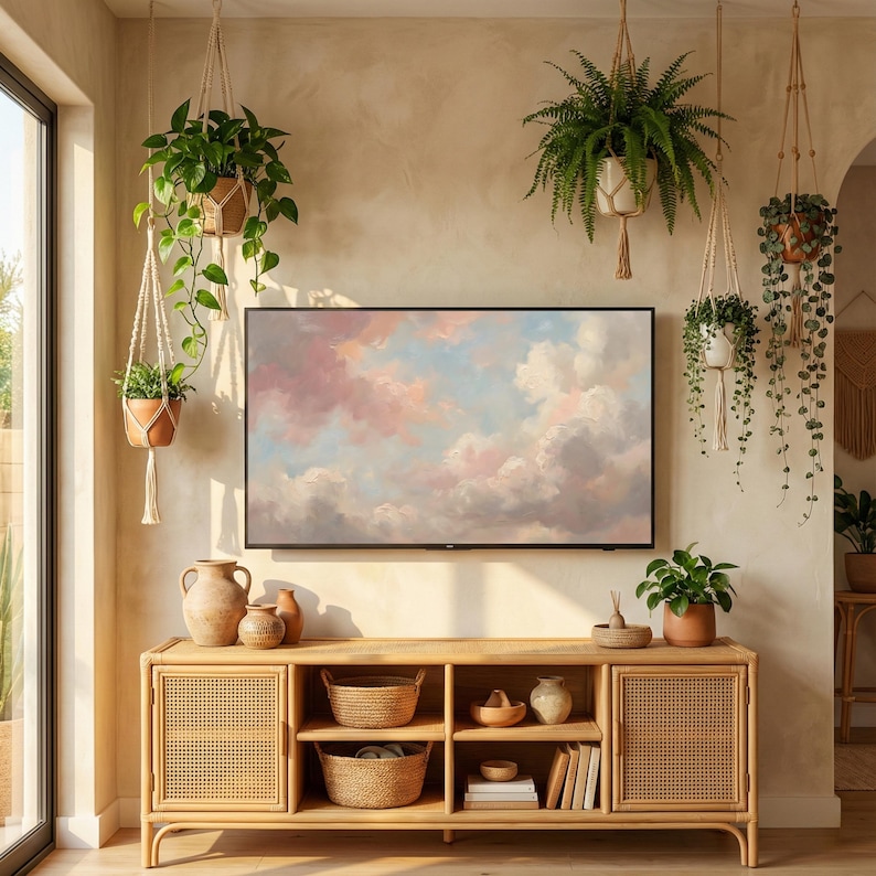 Pastel Cloudscape Frame TV Art, Ethereal Impasto Oil Painting (4K ...