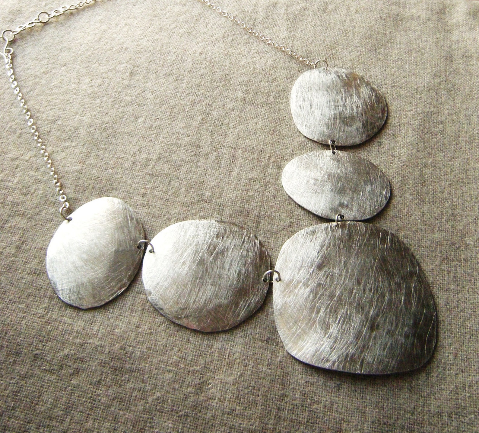 Silver Statement Necklace / Statement Necklace / Brushed Silver ...