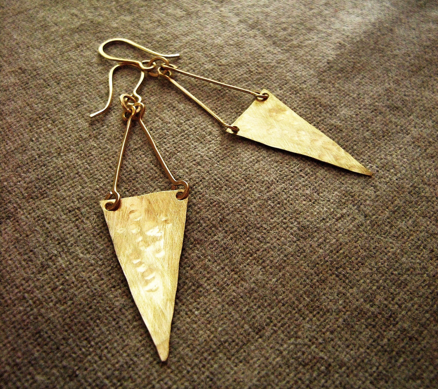 Long Triangle Brass or Sterling or 14k Goldfill Earrings - Etsy