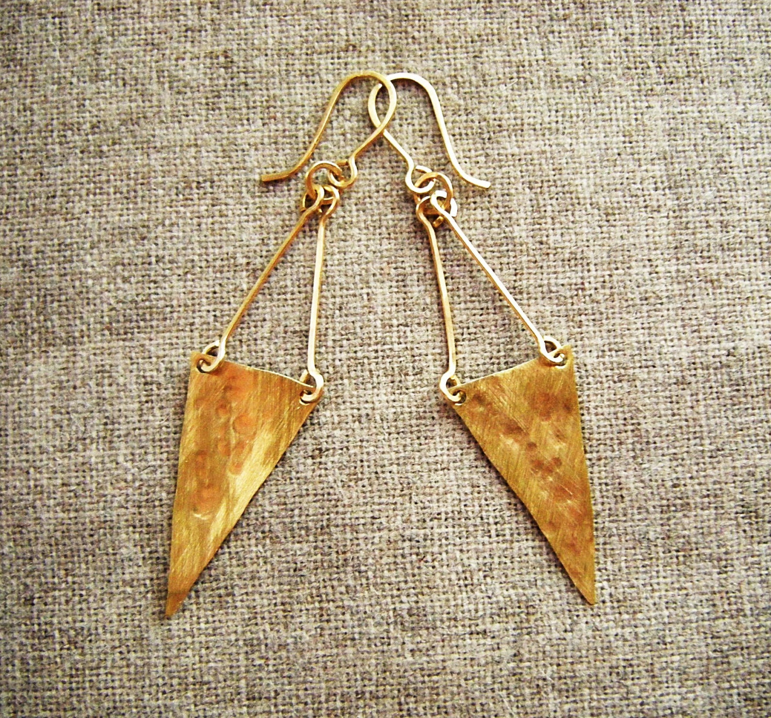 Long Triangle Brass or Sterling or 14k Goldfill Earrings - Etsy