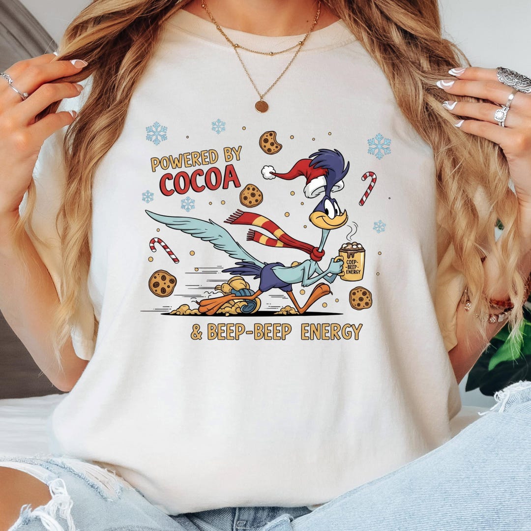 Road Runner Christmas Tee: Looney Tunes Cartoon, Cocoa & Beep Beep - Etsy