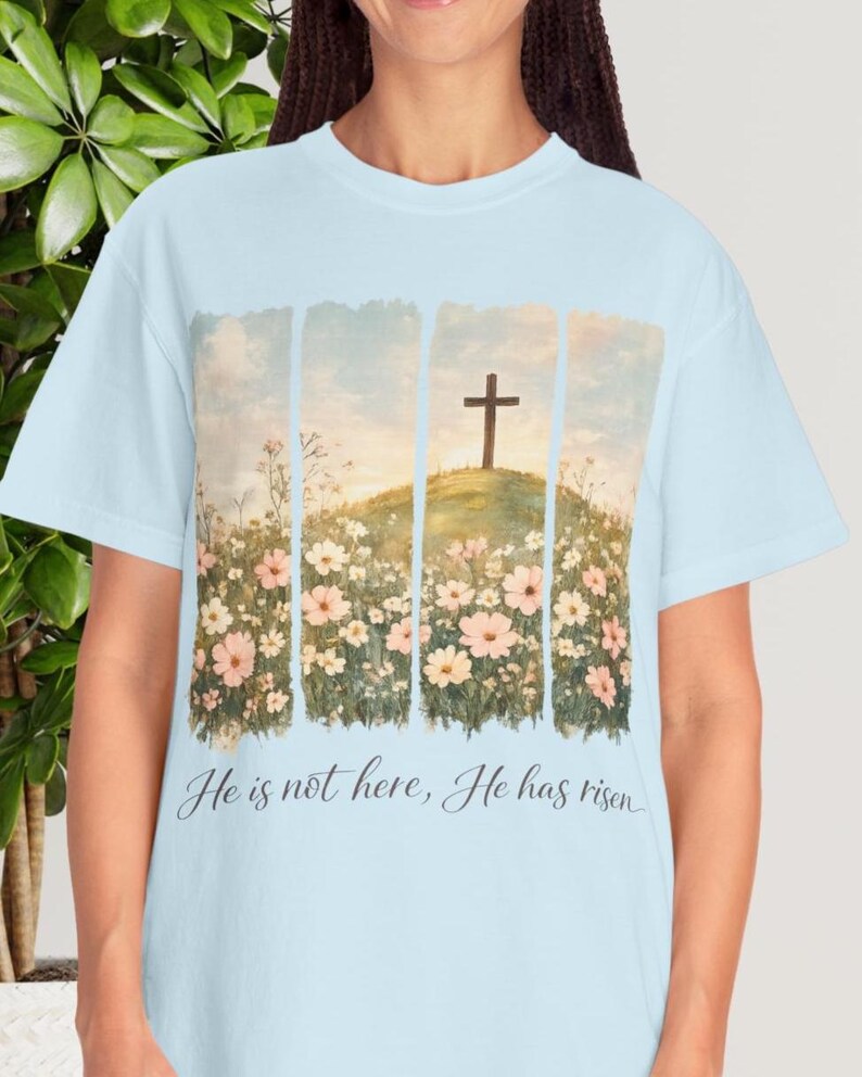 Comfort Colors He is Risen Cross Meadow Floral Scripture T-shirt - Etsy