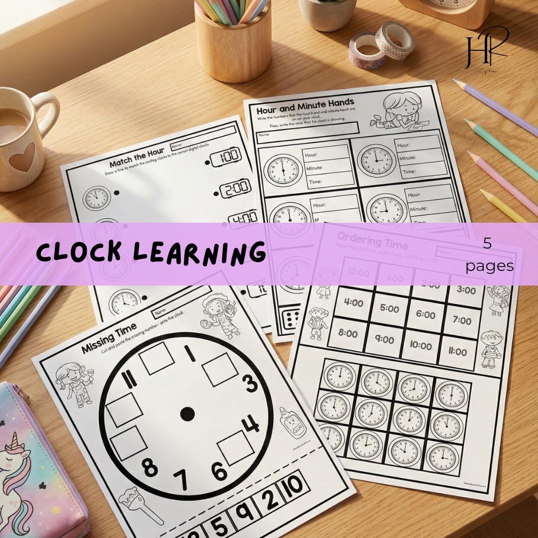 Clock Learning Worksheets for Kids | Telling Time Practice | Printable ...