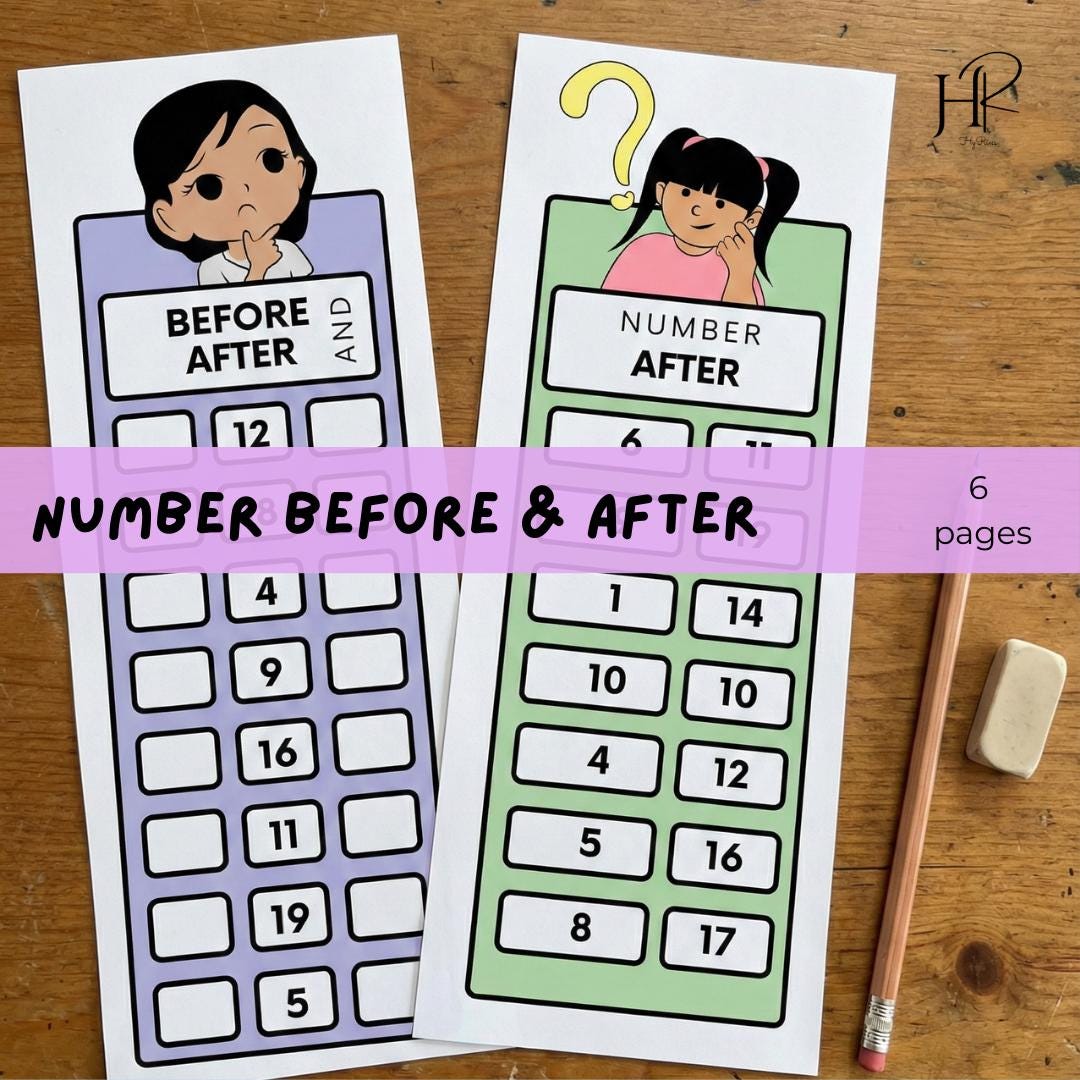 Kindergarten Early Math Number Before & After Activity (printable) - Etsy