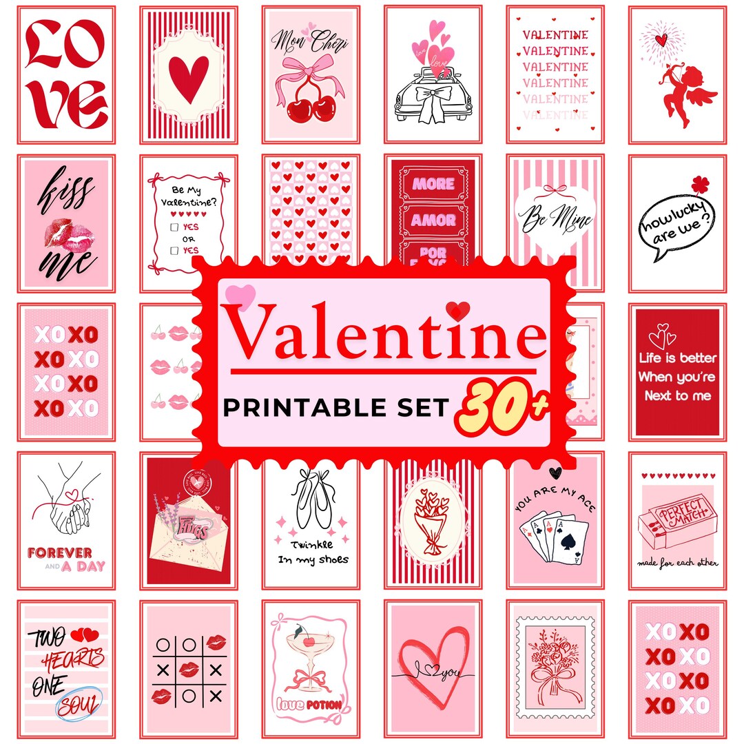 Pink Valentine Poster Set 30+ | Romantic Love Prints |dopamine Decor ...