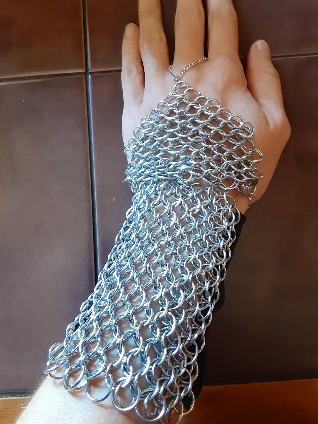 Dragon Scale Weave Chainmail Hand Armor: Real Leather Costume Accessory ...