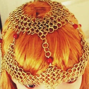 Long Chainmaille Headdress With Stone Beads - Etsy