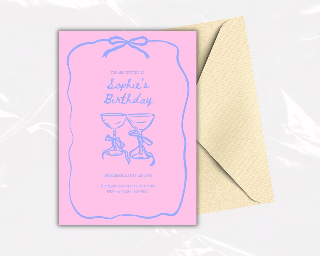 Editable Birthday Invitation Template | Pink and Blue Girls Party ...