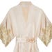 Tara Gilded Sleeve Silk Kimono Robe in Ivory With Gold Lace; Short ...