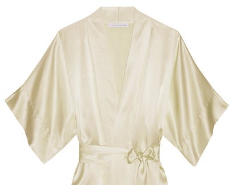 Samantha Silk Bridal Robe Satin Kimono Getting Ready | Etsy