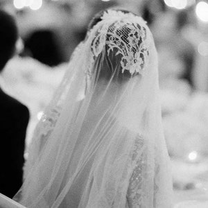 Madrid French Lace Mantilla Veil in Ivory or Off-white; Wide Border ...