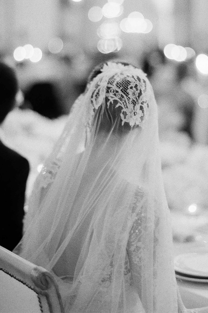 Madrid French Lace Mantilla Veil in Ivory or Off-white Wide Border ...
