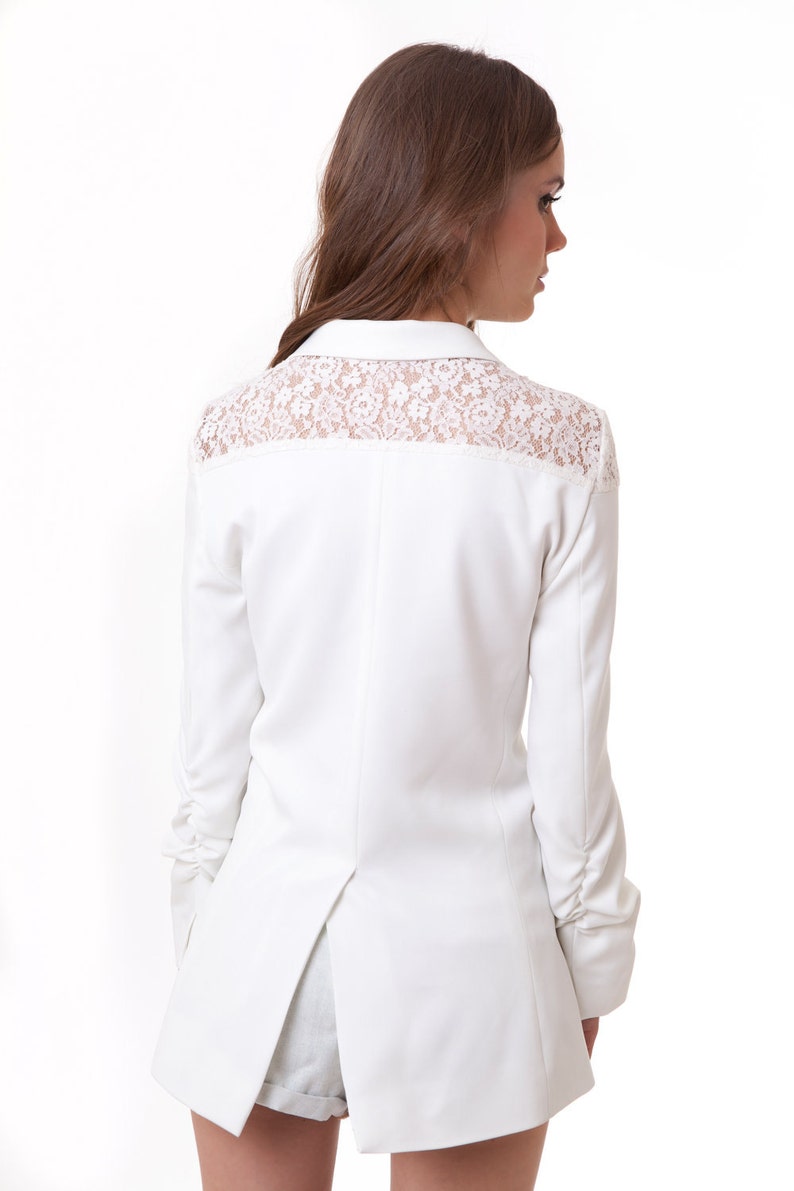 Night out lace inset blazer off white S M L custom | Etsy