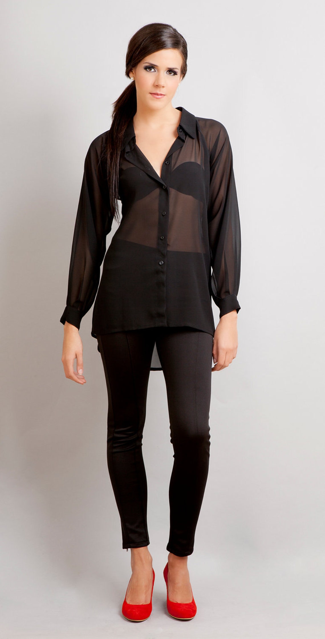 Love Lace Back Holiday Button Down Blouse Top Black S M - Etsy