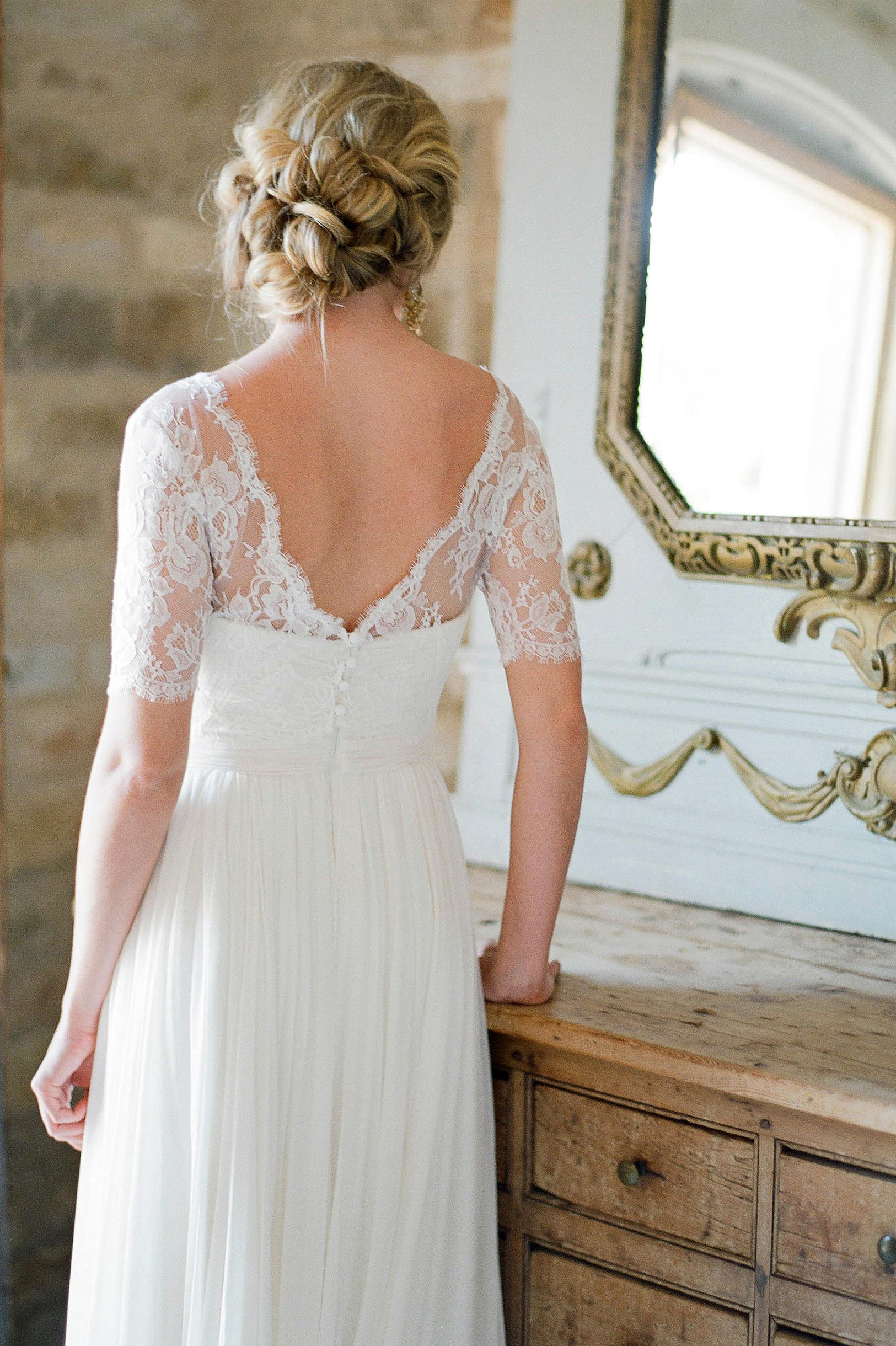 Tali French Lace Wedding Topper in Ivory Boat Neck V Back - Etsy