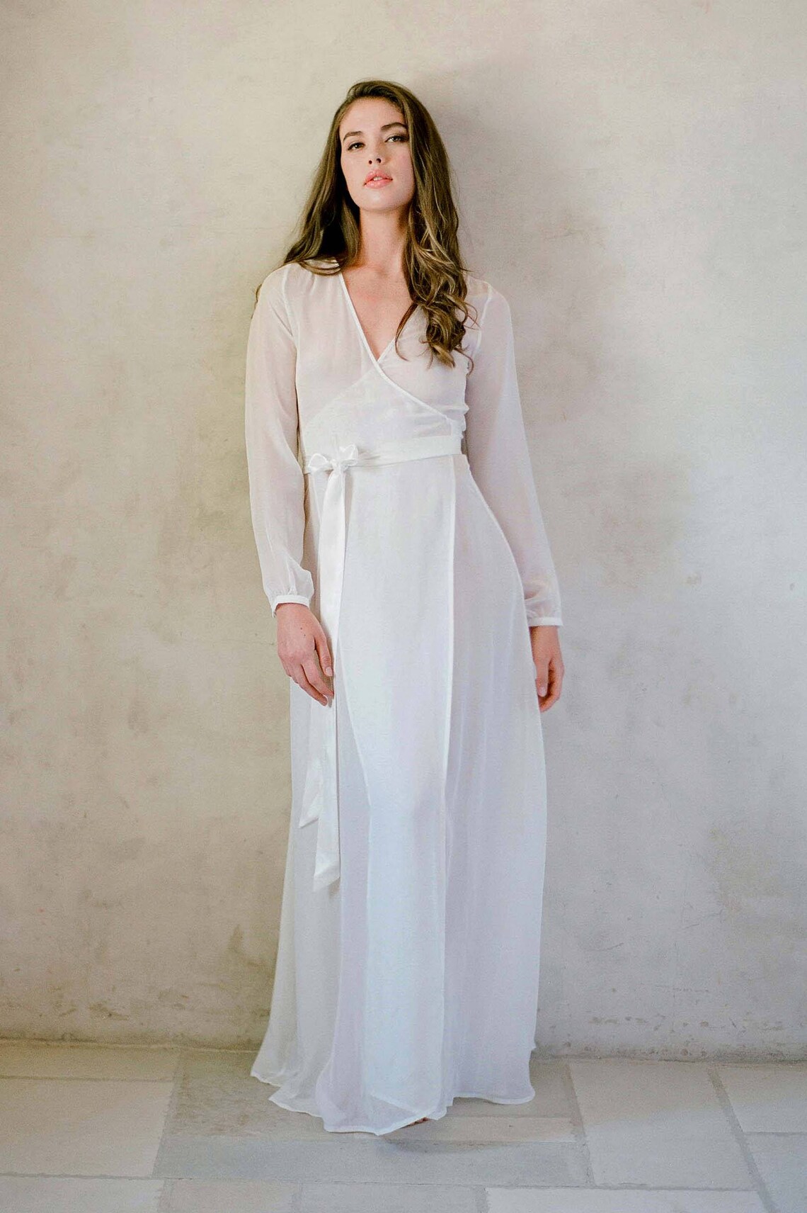 Nina Silk Chiffon Wrap Robe in Ivory Style R130 Floor - Etsy