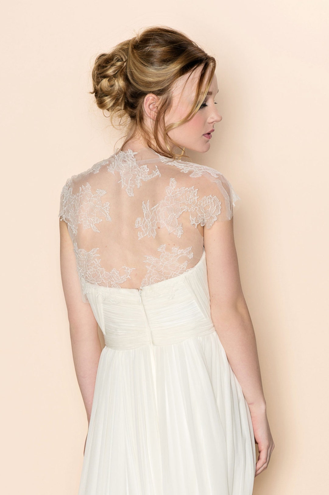 Amber Couture French Lace & Illusion Tulle Bridal Shrug; Cap Sleeve ...