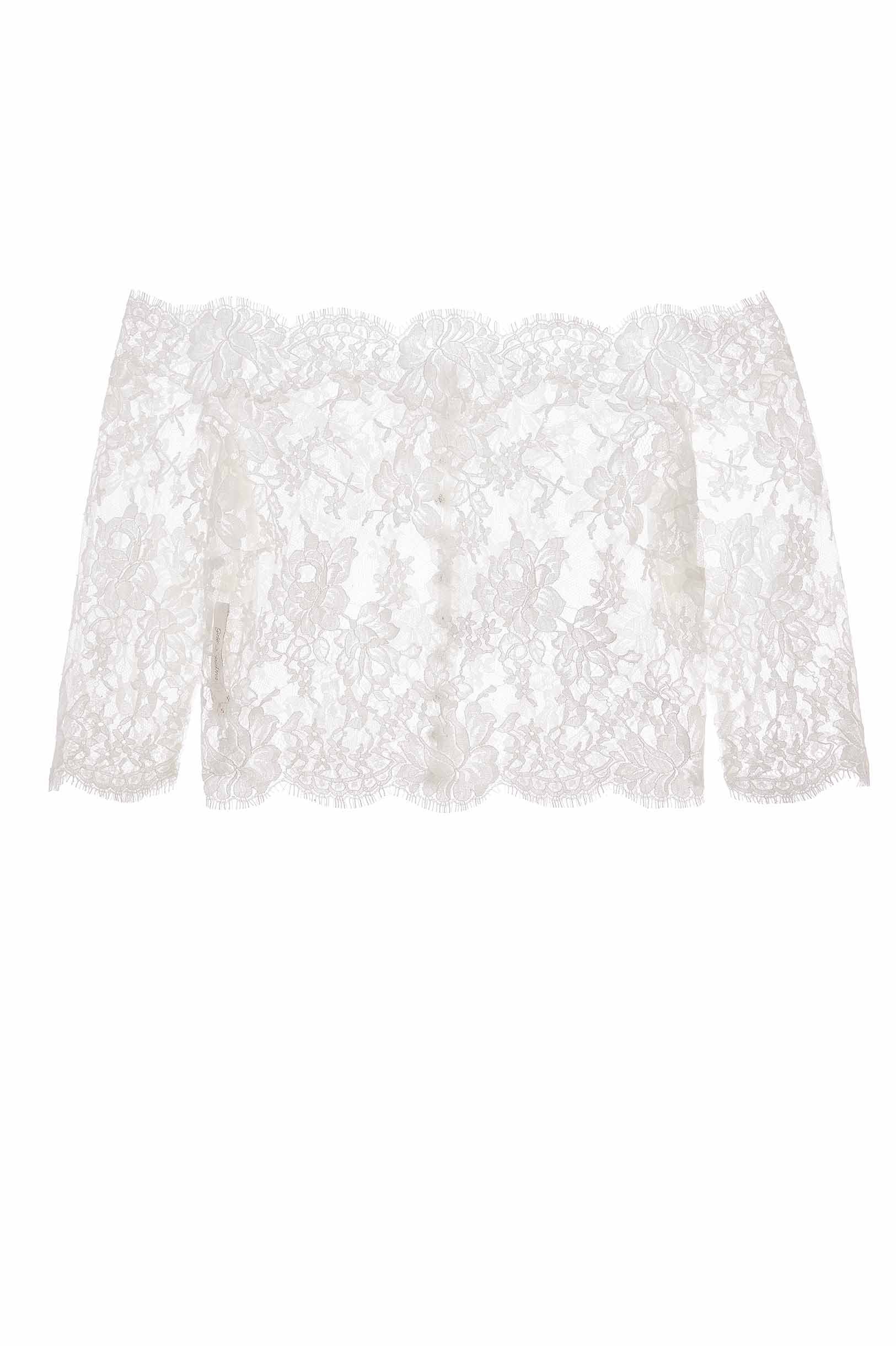 Dominique French Lace off Shoulder Wedding Topper in Ivory; Half Sleeve ...