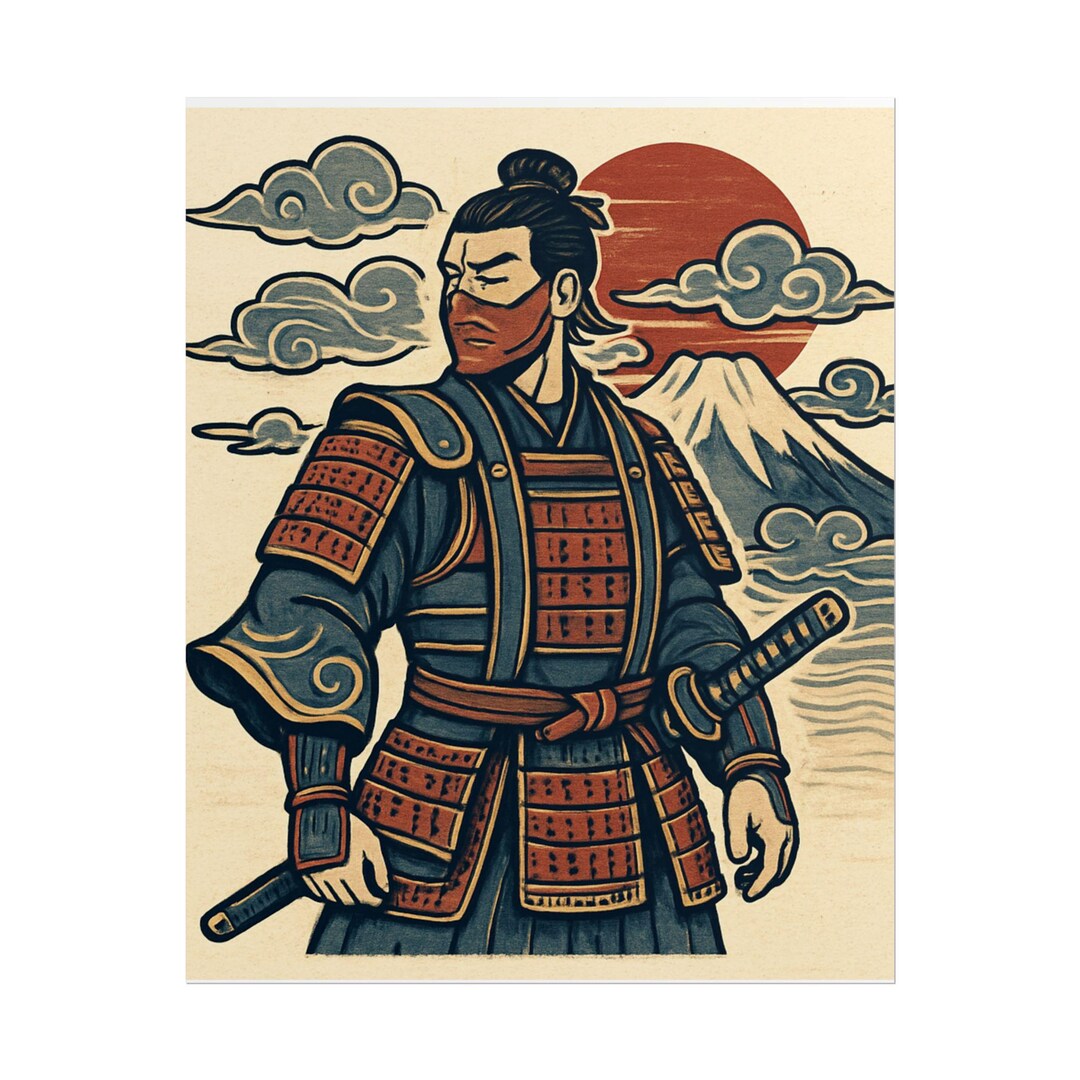 Japanese Samurai Art Rolled Posters, Vintage Wall Decor, Japanese ...