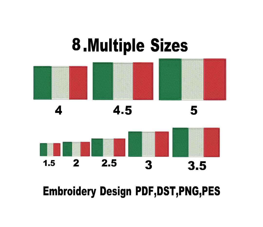 Italy Flag Embroidery Design: 8 Sizes , Custom Patches , Mexico ...