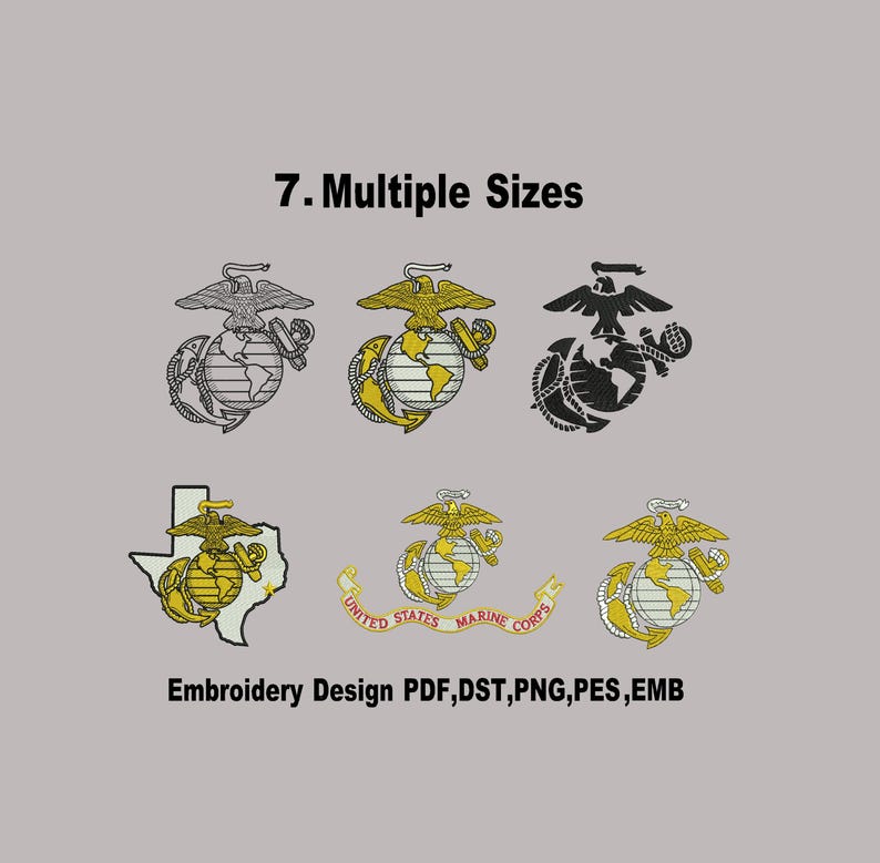 Marine Corps Embroidery Design: 7 Sizes (digital Download) - Etsy