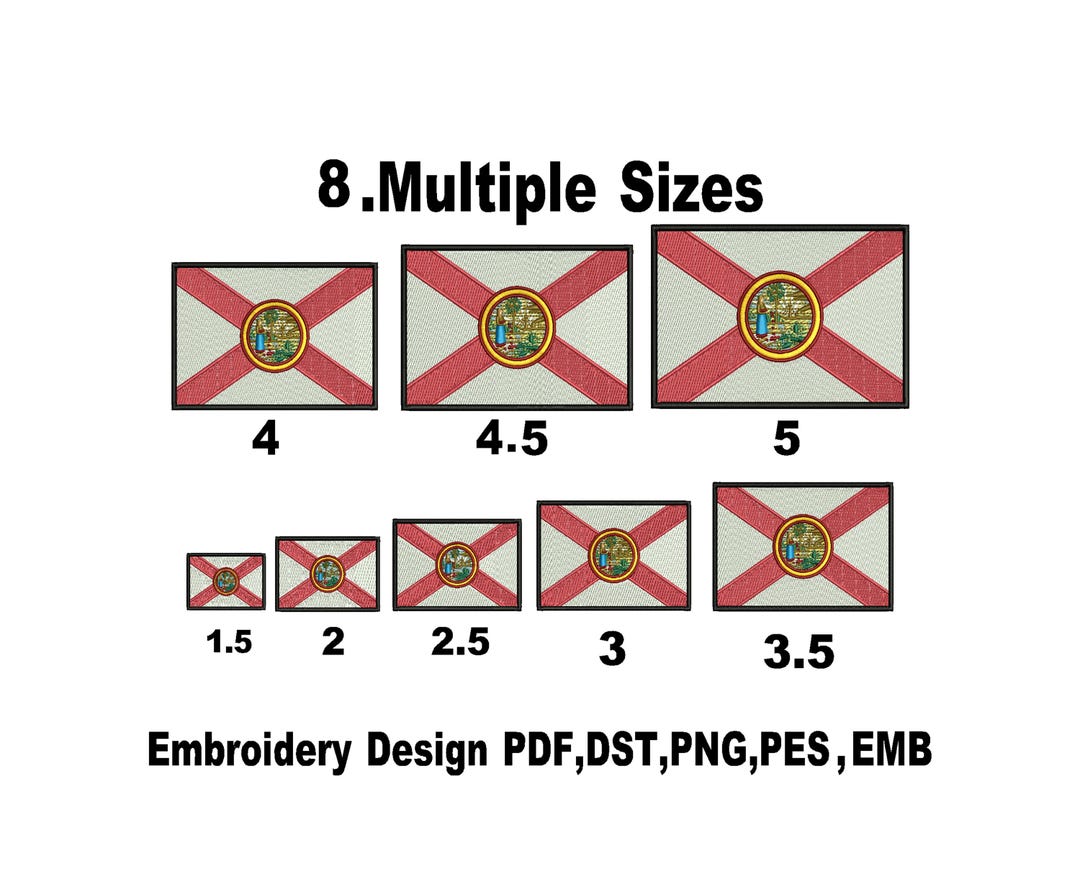 Florida Flag Machine Embroidery Design: 8 Sizes , Embroidery Files ...