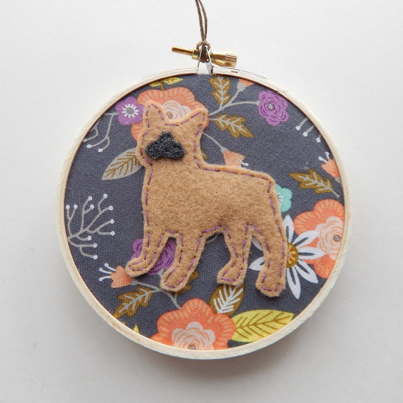 4 French Bulldog Embroidery Hoop Ornament | Etsy