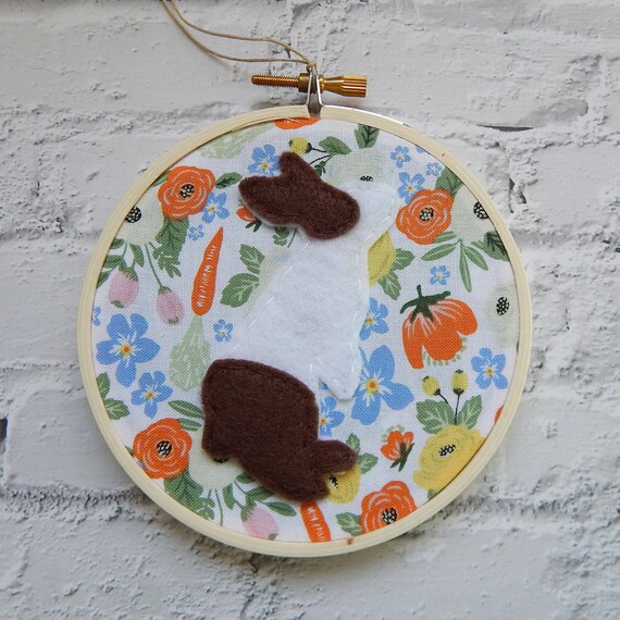 4 Dutch Rabbit Embroidery Hoop Ornament | Etsy
