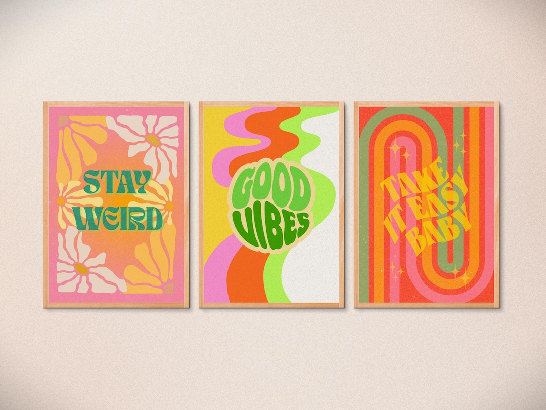 Retro Groovy Wall Art Bundle | 3 Printable Gallery Wall Prints - Etsy