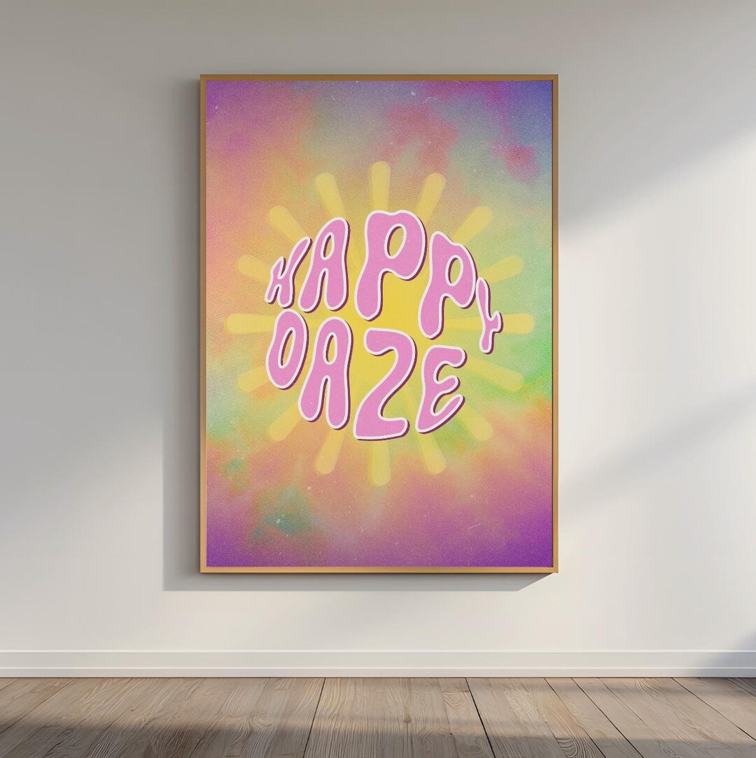 Happy Daze Retro Tie Dye Wall Art Digital Download - Etsy