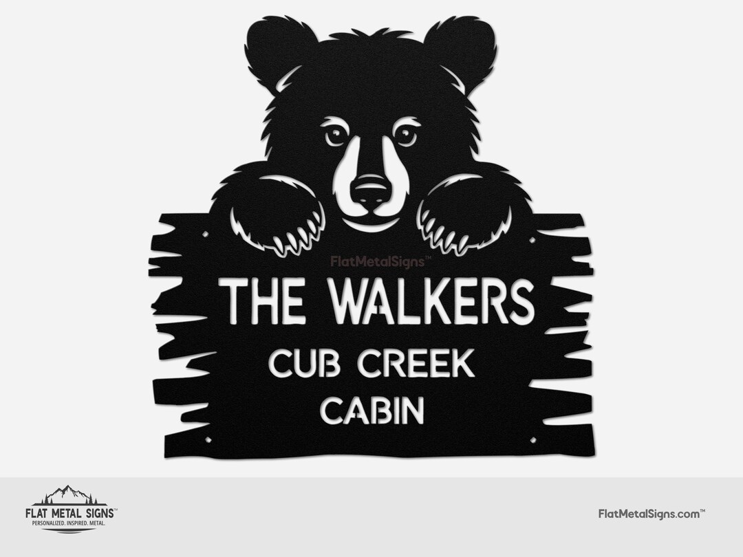 Personalized Rustic Bear Cub Metal Sign – Cabin Wall Art - Etsy