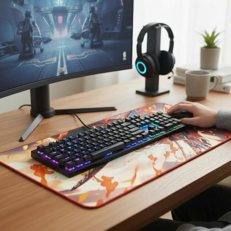 One Piece Ace Fire Anime Gaming Mouse Pad XXL | Desk Mat 900x400 ...