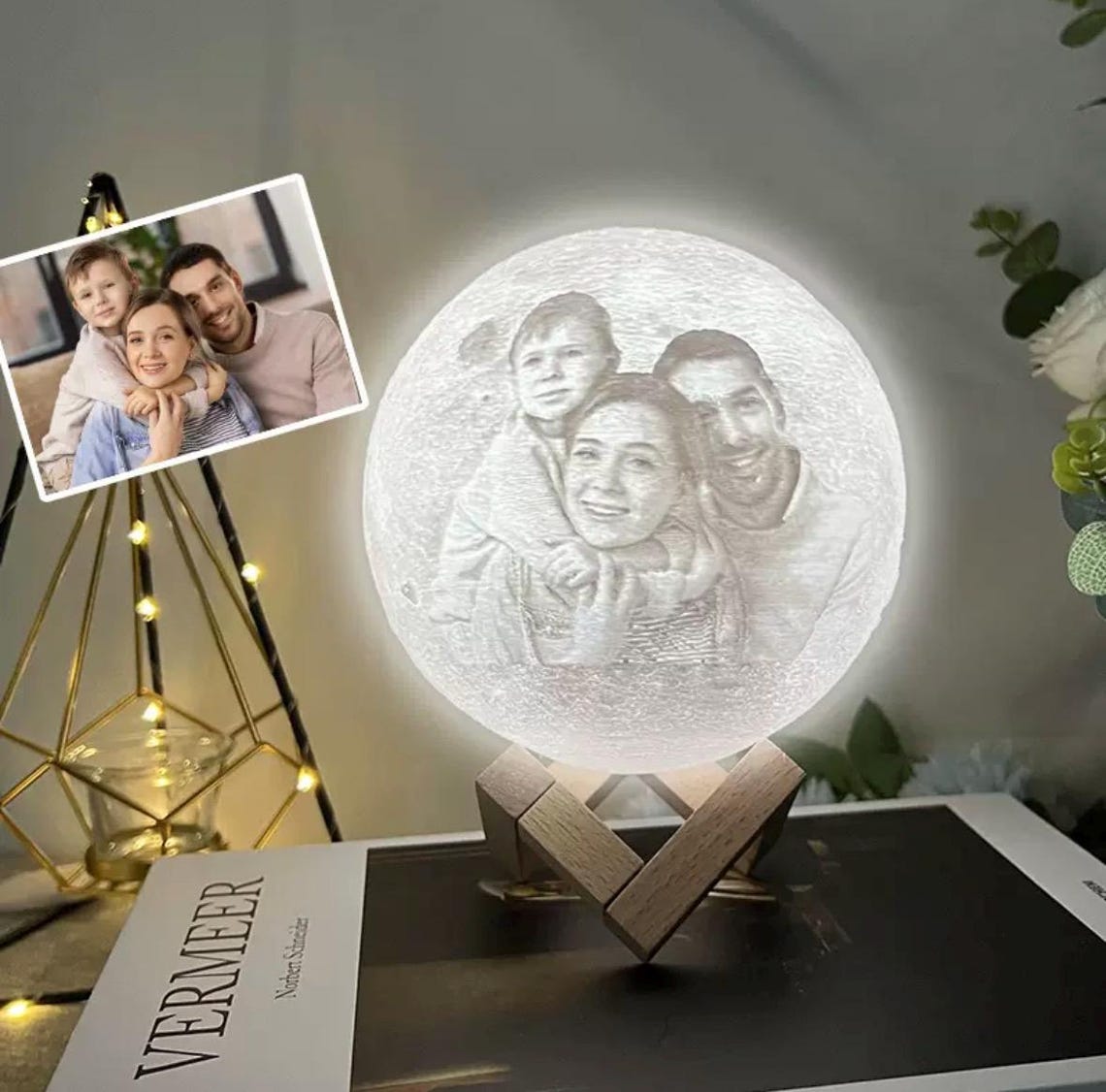 Custom 3D Printed Moon Lamp, Personalized Photo Couple Portrait ...