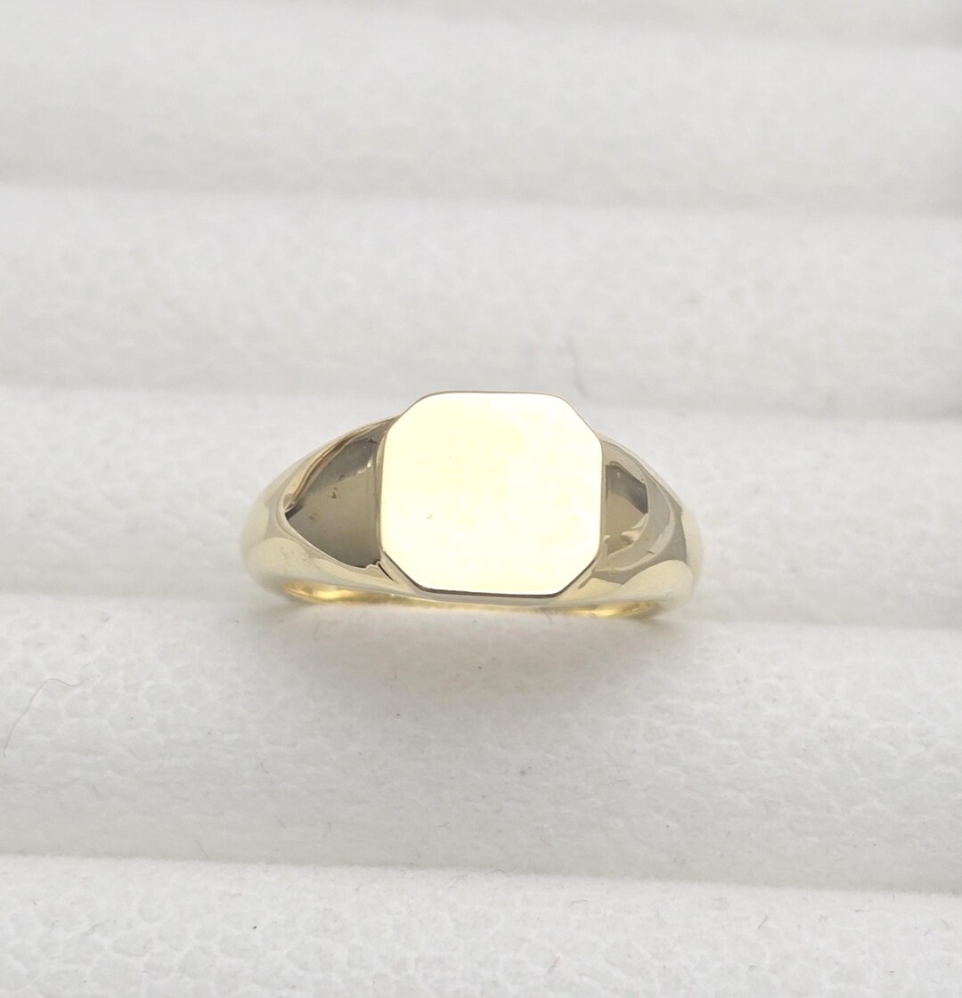 Gold Plated Hexagon Signet Ring: Engravable Sterling Silver - Etsy