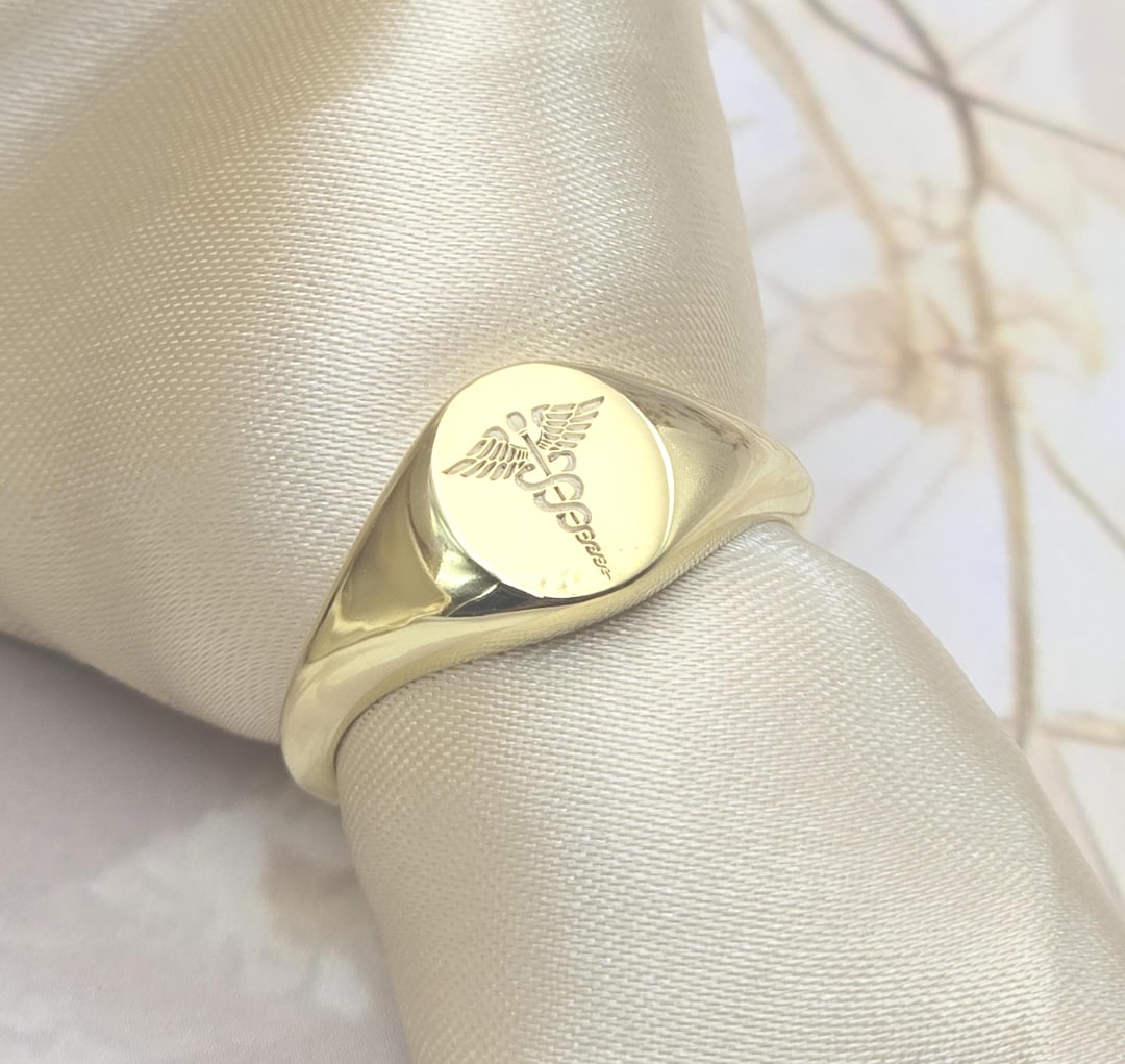 Sterling Silver Caduceus Ring-custom Medical Symbol Ring-personalized ...