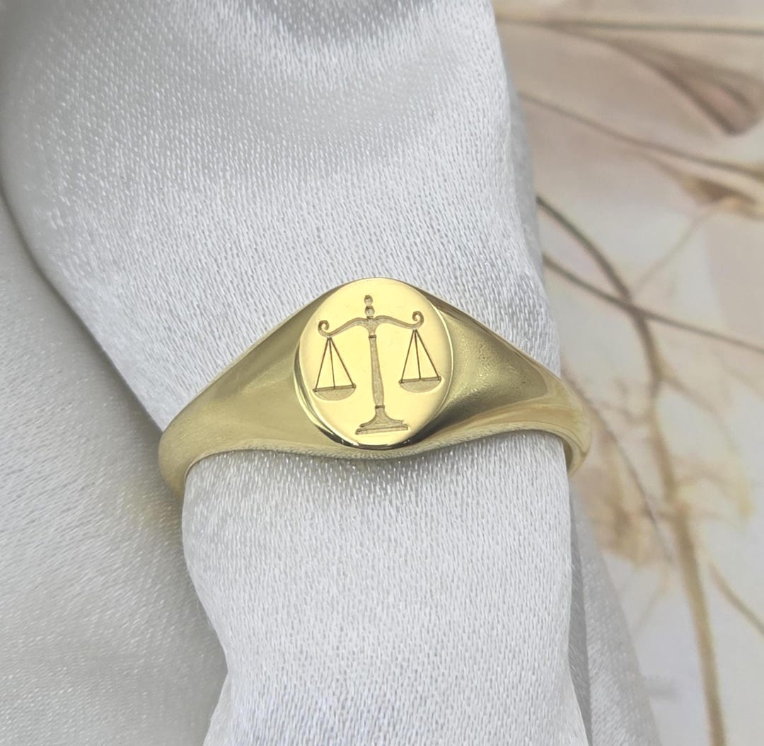 Gold Libra Scale Signet Ring, Personalized Zodiac Jewelry - Etsy