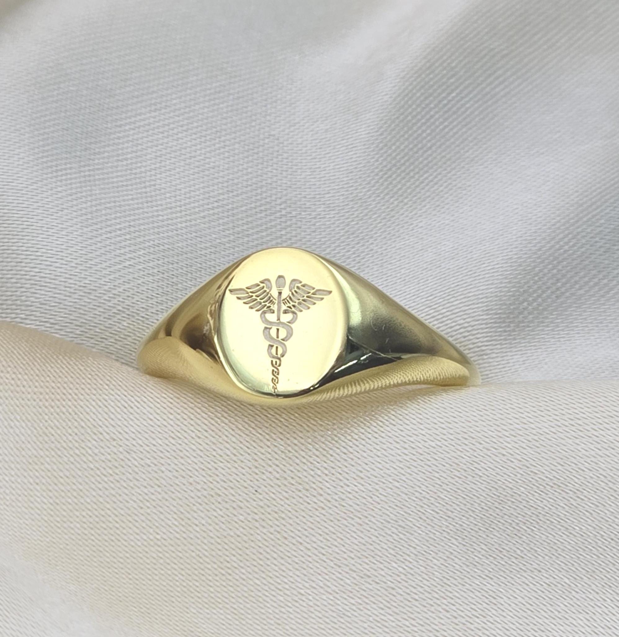 Sterling Silver Caduceus Ring-custom Medical Symbol Ring-personalized ...